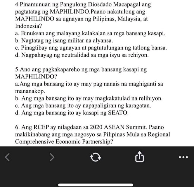 4. Pinamunuan ng Pangulong Diosdado | StudyX