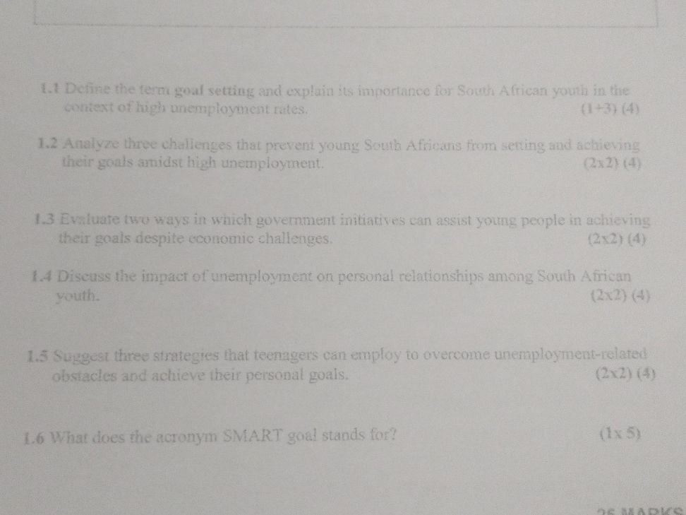 1.1 Define the term goal setting and explain | StudyX