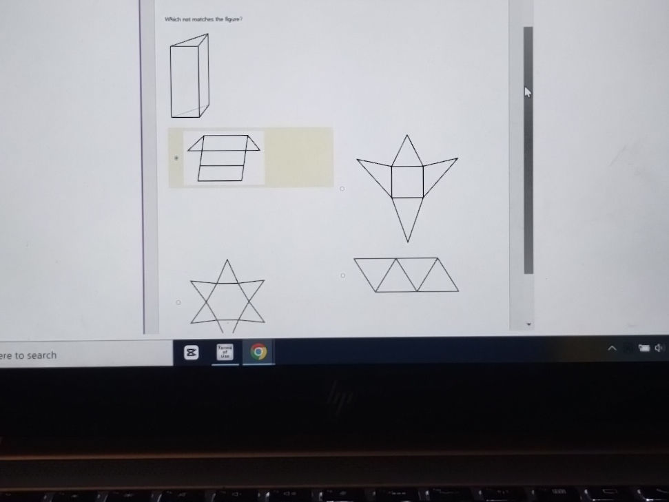 Which net matches the figure? (Image of a | StudyX