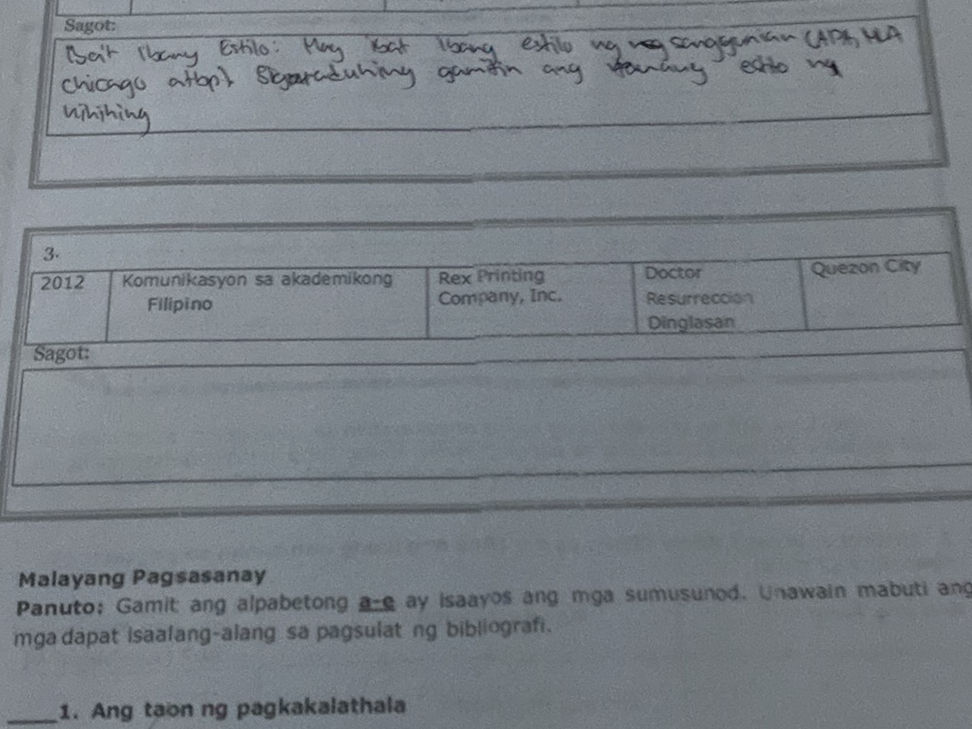 3. | 2012 | Komunikasyon sa akademikong | StudyX