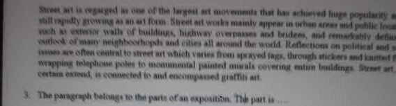 3. The paragraph belongs to the parts of an | StudyX