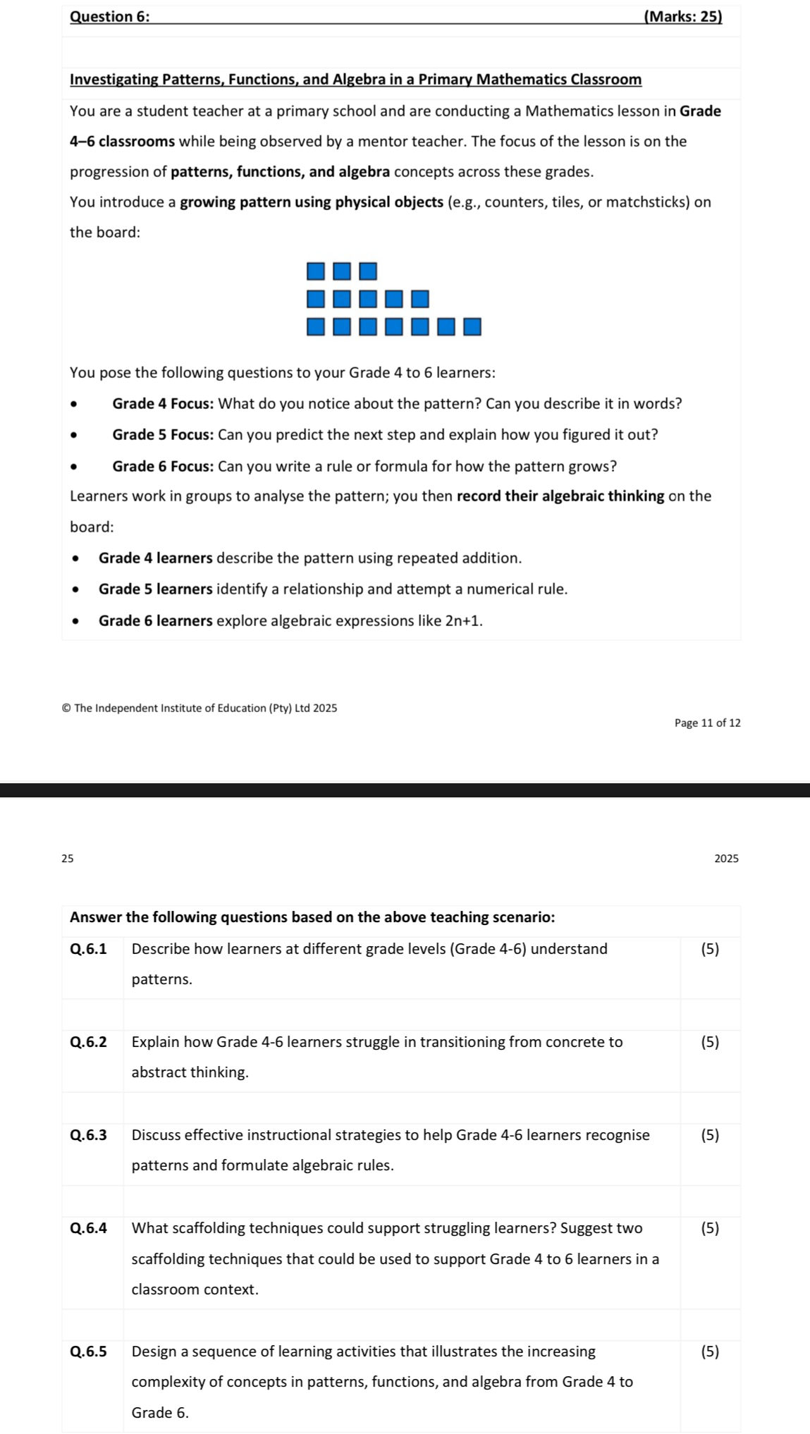 Question 6: Investigating Patterns, | StudyX