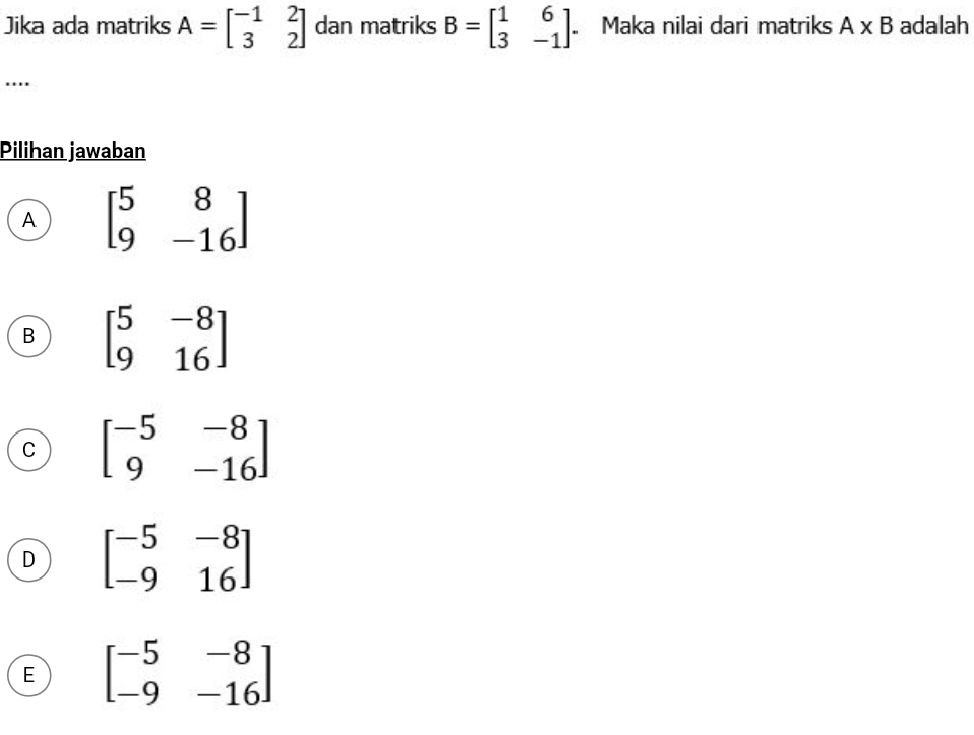 Jika ada matriks A = -1 2 3 2 \ dan | StudyX