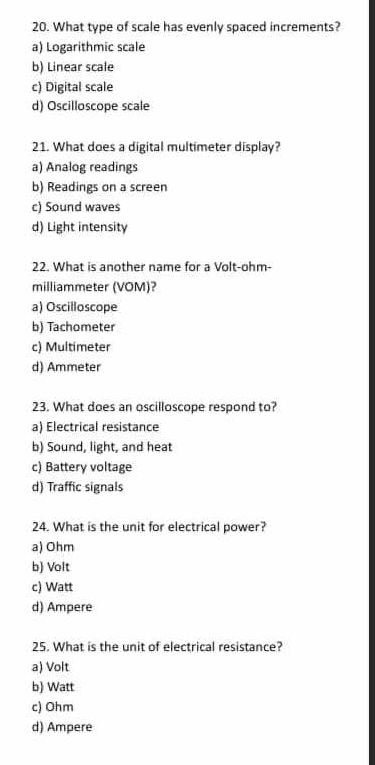 20. What type of scale has evenly spaced | StudyX