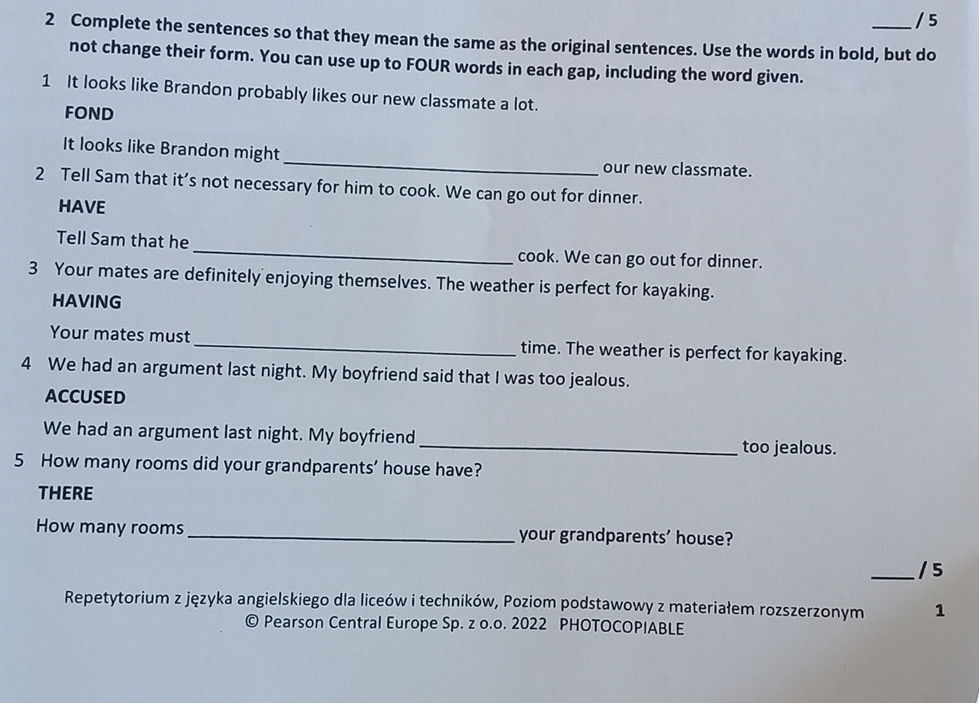 2 Complete the sentences so that they mean | StudyX