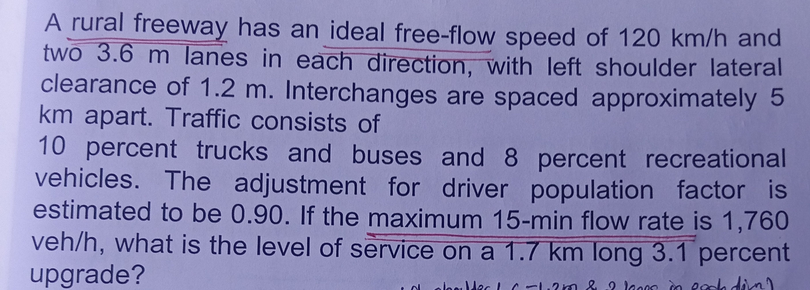 A rural freeway has an ideal free-flow speed | StudyX