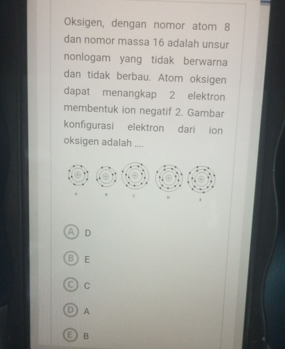 Oksigen, dengan nomor atom 8 dan nomor massa | StudyX