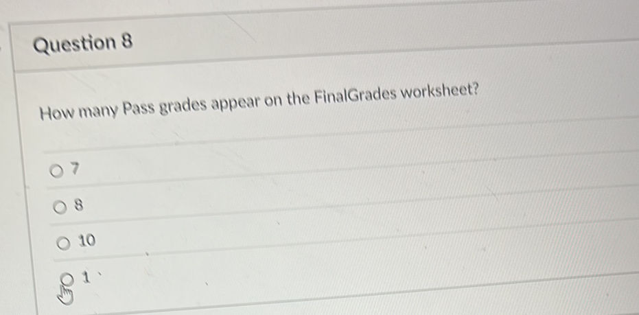 How many Pass grades appear on the | StudyX