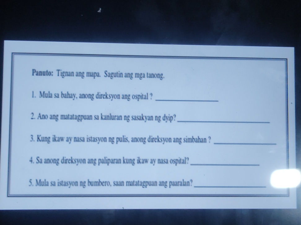 Panuto: Tignan ang mapa. Sagutin ang mga | StudyX