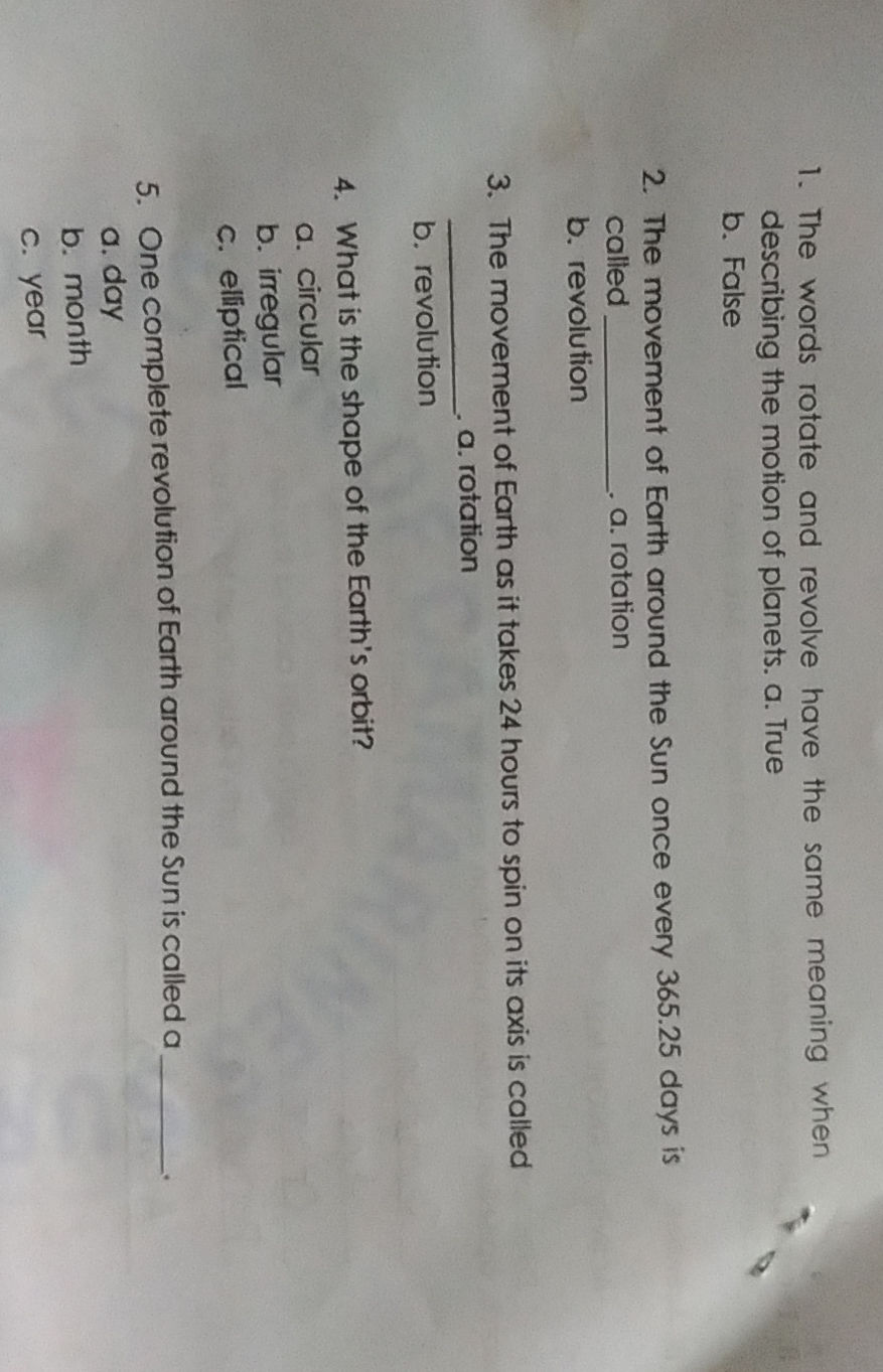 1. The words rotate and revolve have the | StudyX