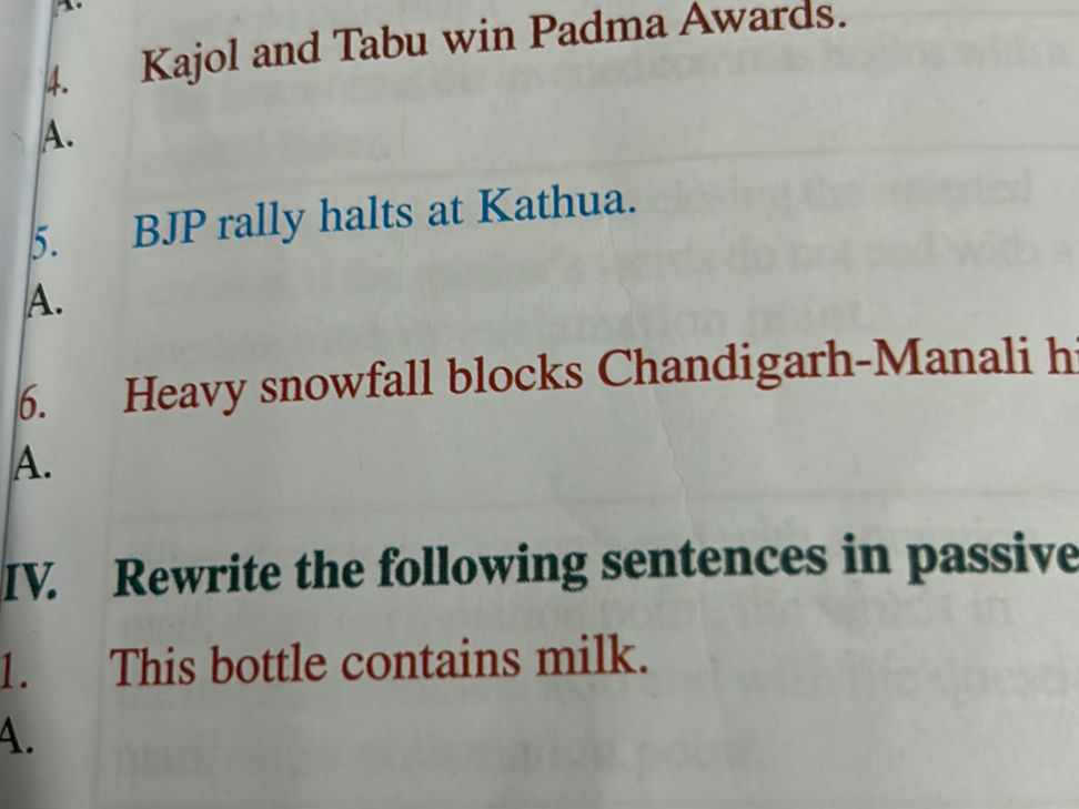 IV. Rewrite the following sentences in | StudyX