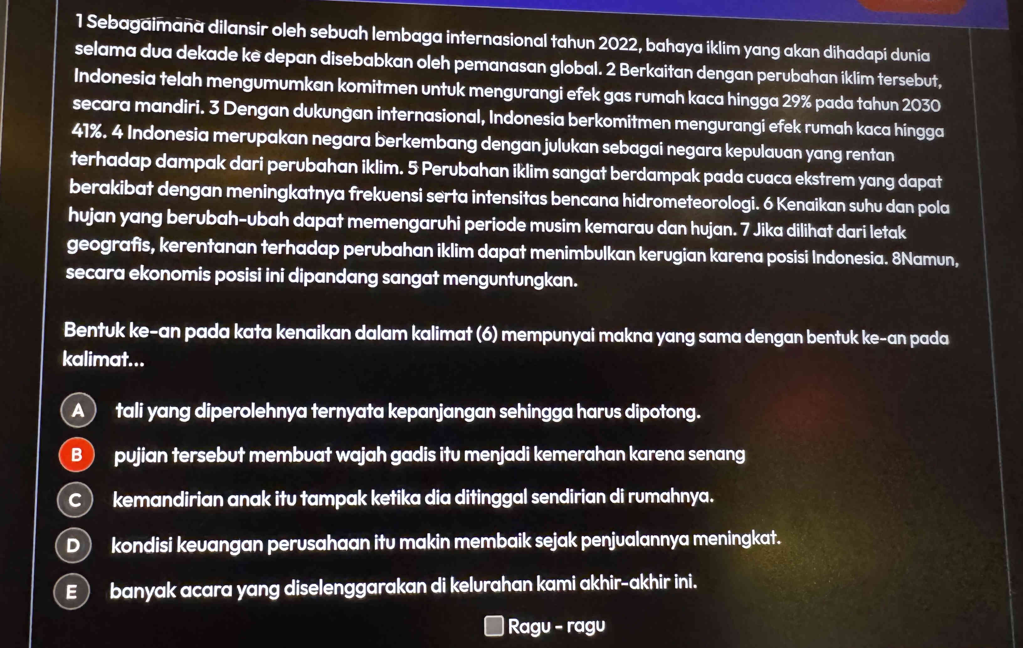 Bentuk ke-an pada kata kenaikan dalam | StudyX