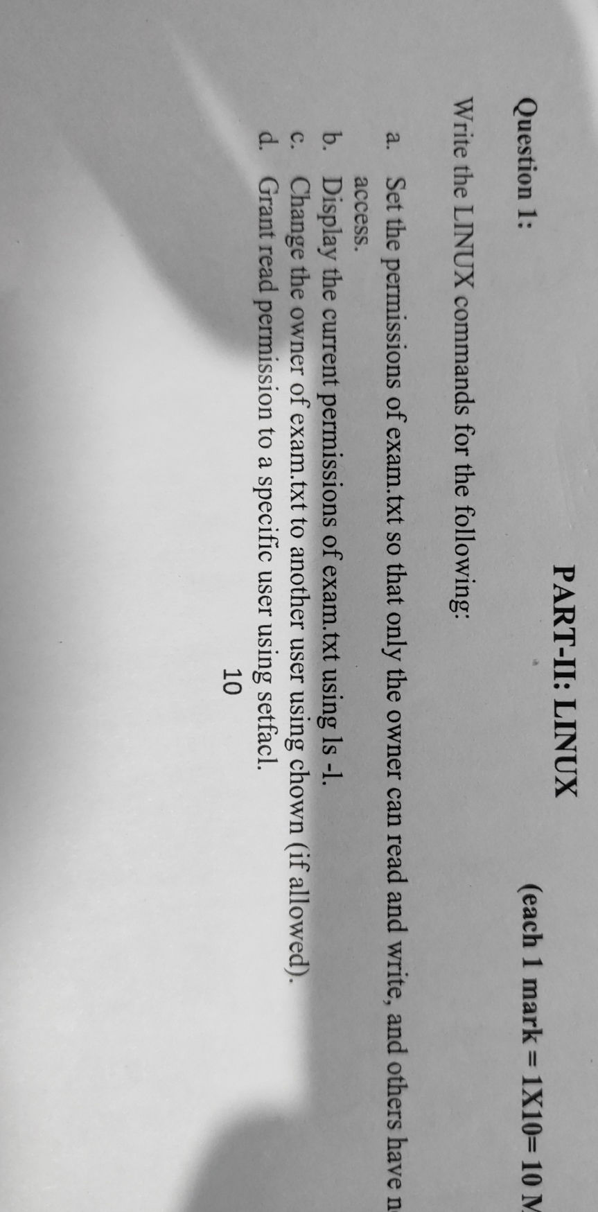 Question 1: Write the LINUX commands for the | StudyX