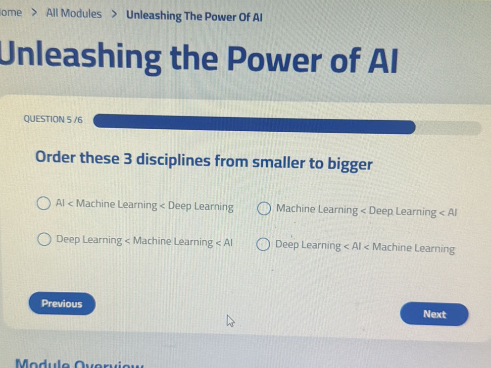 Order these 3 disciplines from smaller to | StudyX