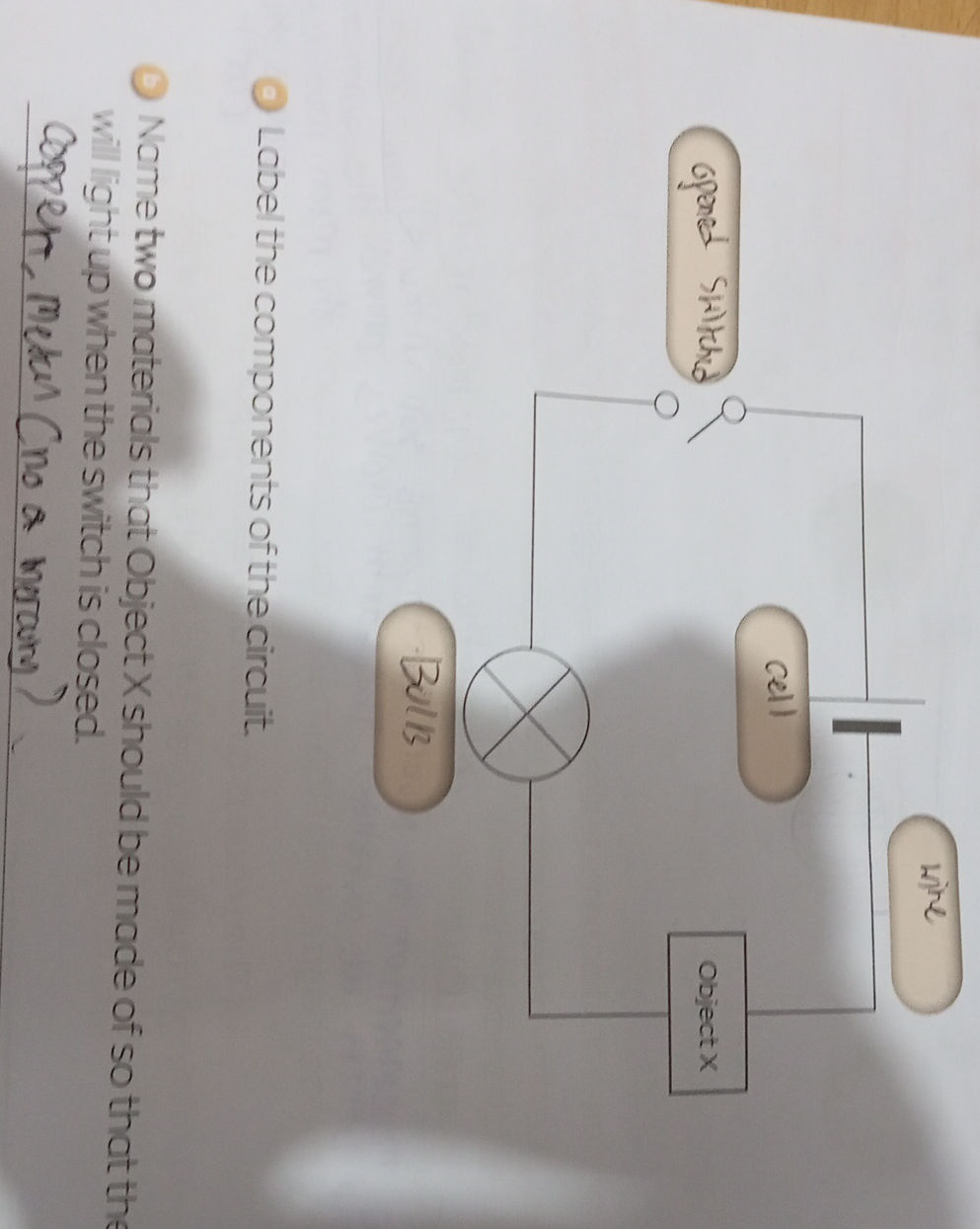 Label the components of the circuit. Name | StudyX