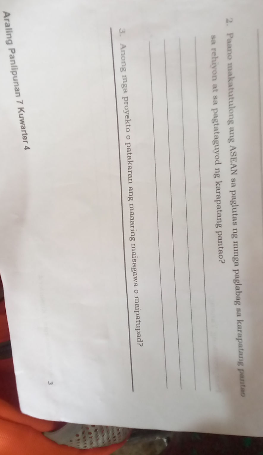 2. Paano makatutulong ang ASEAN sa paglutas | StudyX