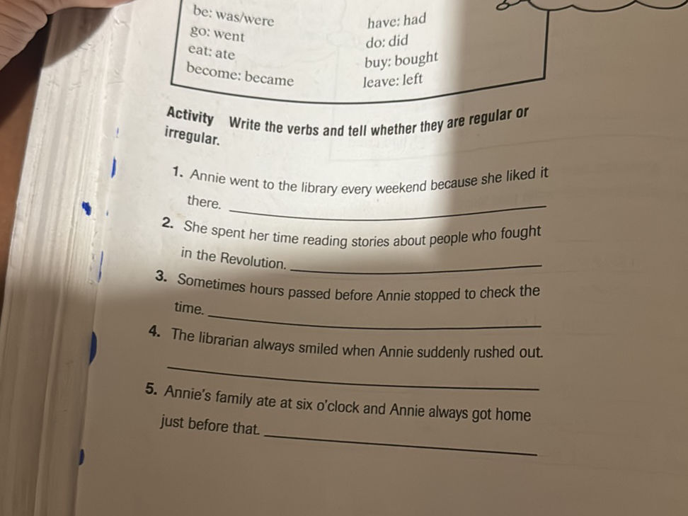 Activity Write the verbs and tell whether | StudyX