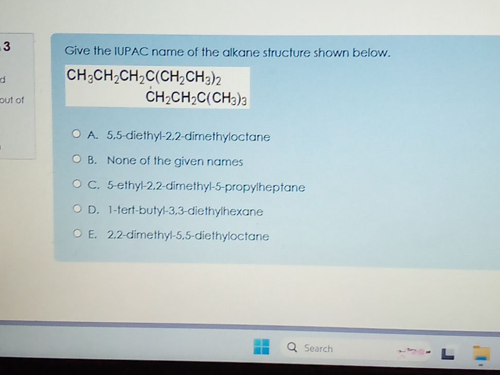 Give the IUPAC name of the alkane structure | StudyX