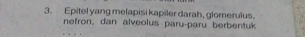 3. Epitel yang melapisi kapiler darah, | StudyX