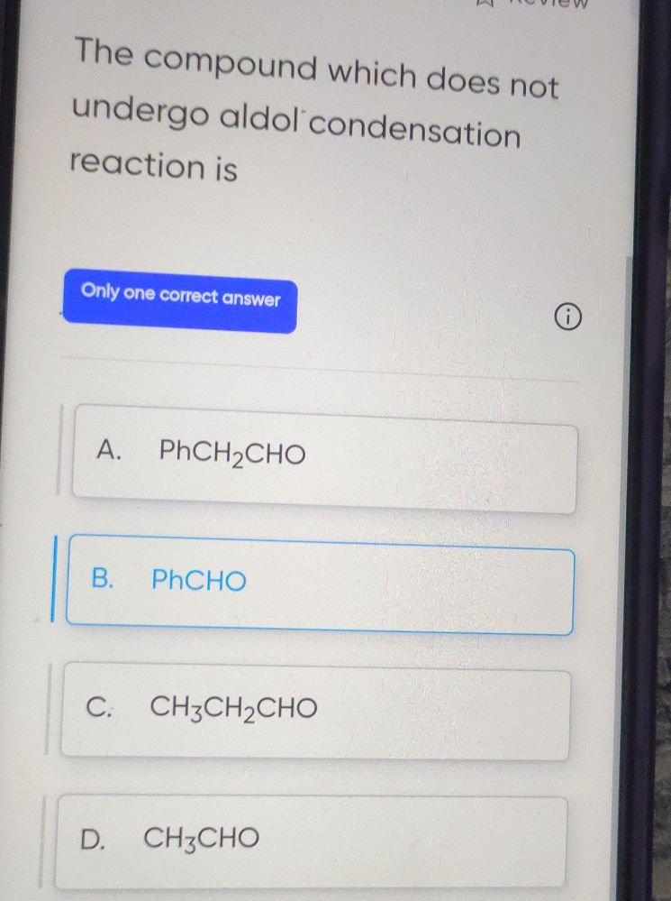 The compound which does not undergo aldol | StudyX