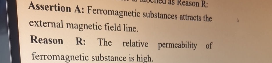 Assertion A: Ferromagnetic substances | StudyX