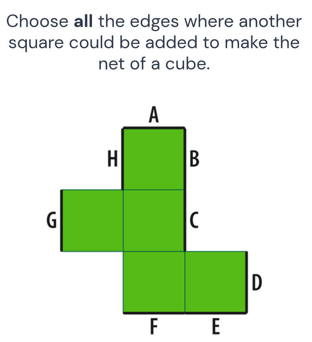 Choose all the edges where another square | StudyX