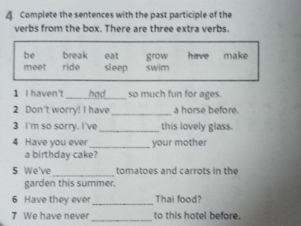 4 Complete the sentences with the past | StudyX