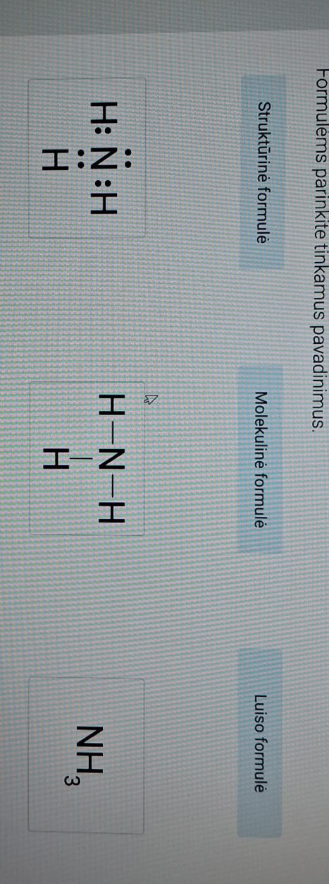 Formulėms parinkite tinkamus pavadinimus. | StudyX
