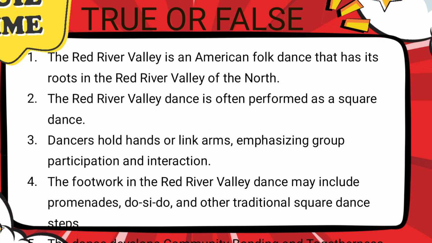 TRUE OR FALSE 1. The Red River Valley is an | StudyX