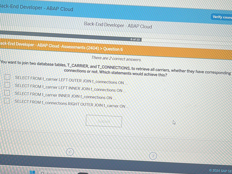 You want to join two database tables, | StudyX