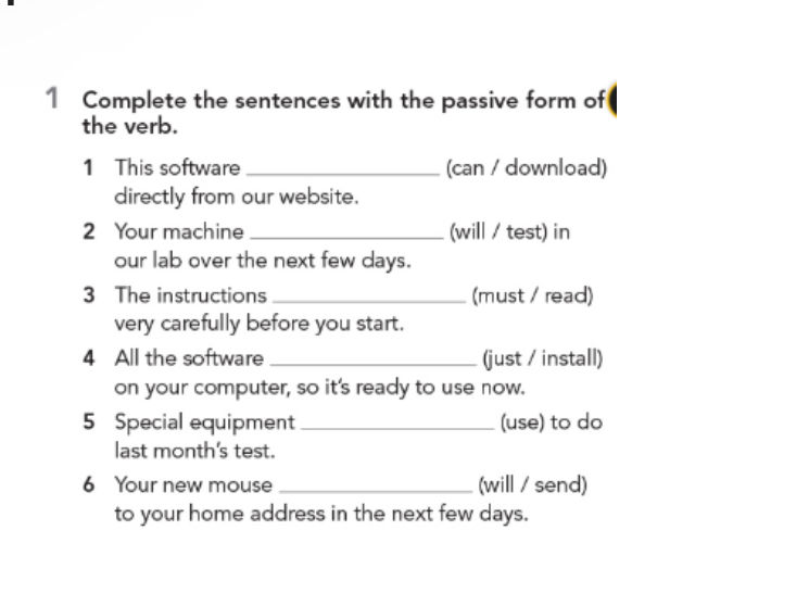 1 Complete the sentences with the passive | StudyX