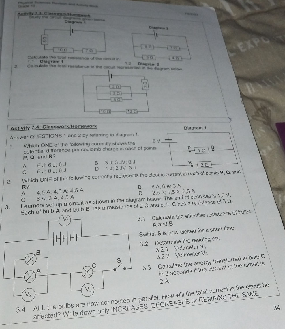 Activity 7.3: Classwork/Homework Study the | StudyX