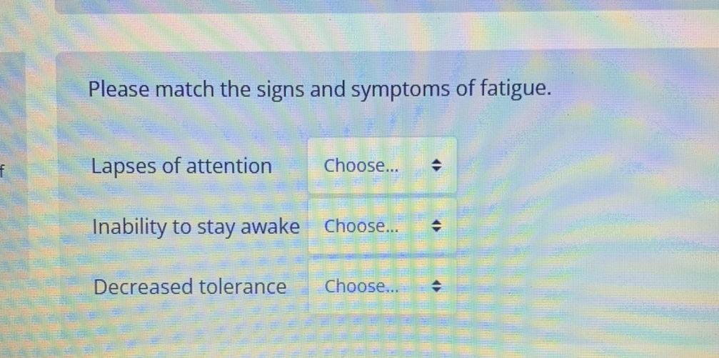 Please match the signs and symptoms of | StudyX