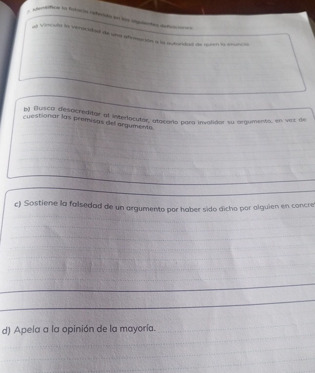 7. Identifico la falacio referido en los | StudyX