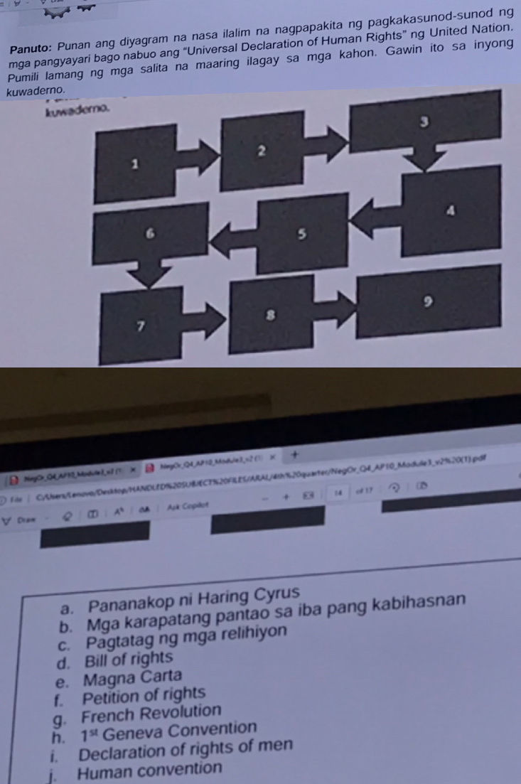 Panuto: Punan ang diyagram na nasa ilalim na | StudyX