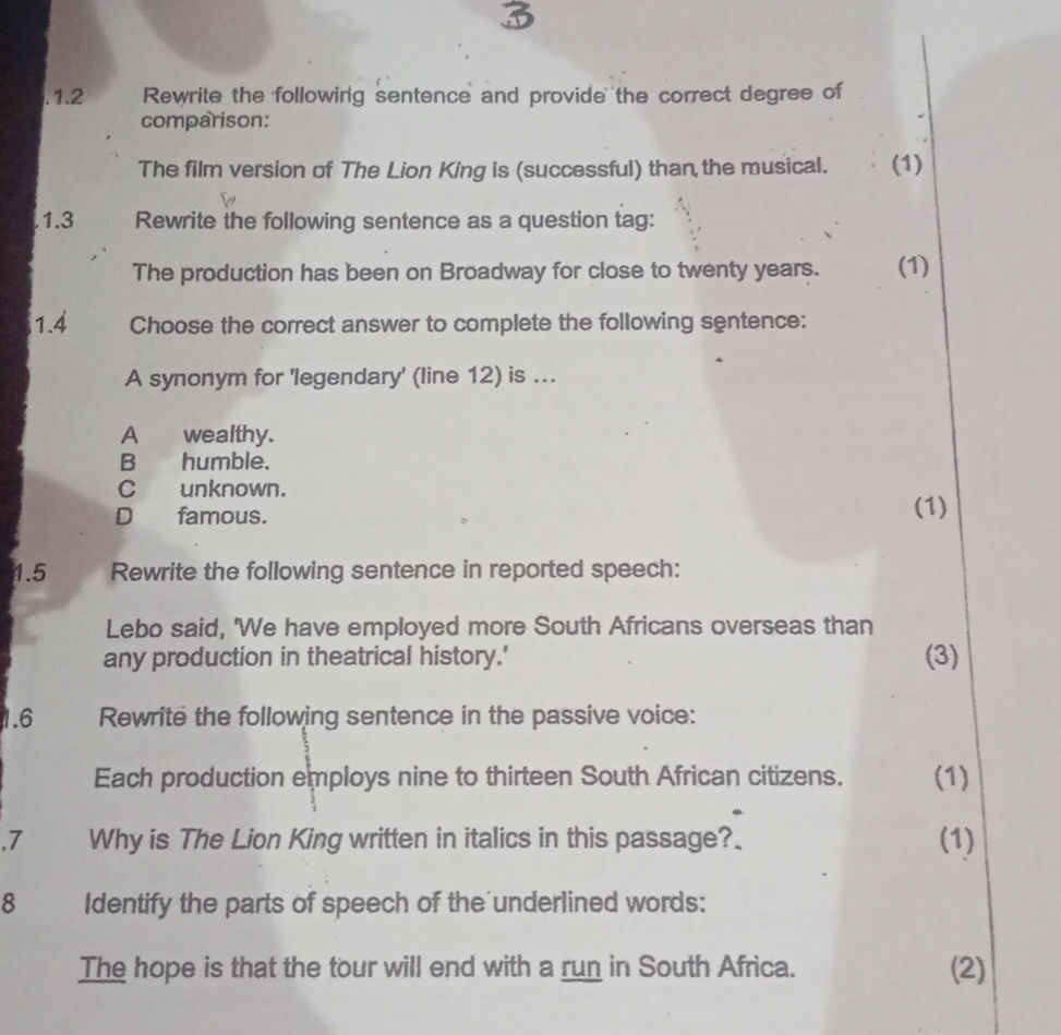 1.2 Rewrite the following sentence and | StudyX