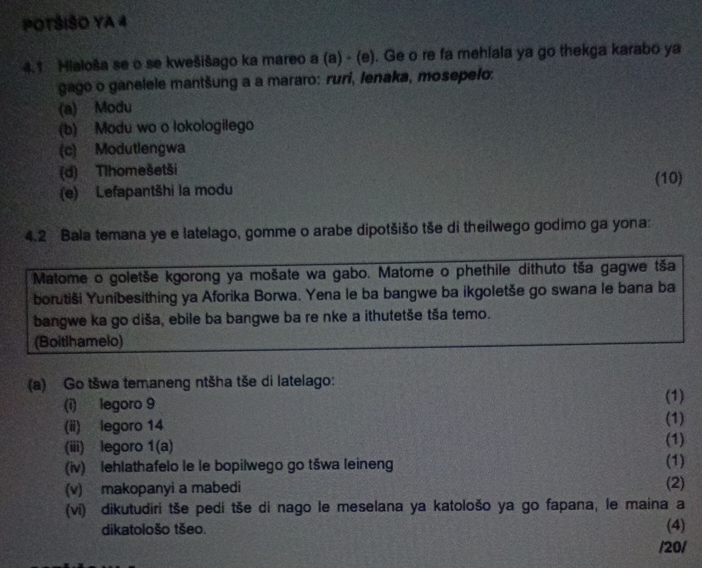 4.1 Hlaloša se o se kwešišago ka mareo a (a) | StudyX