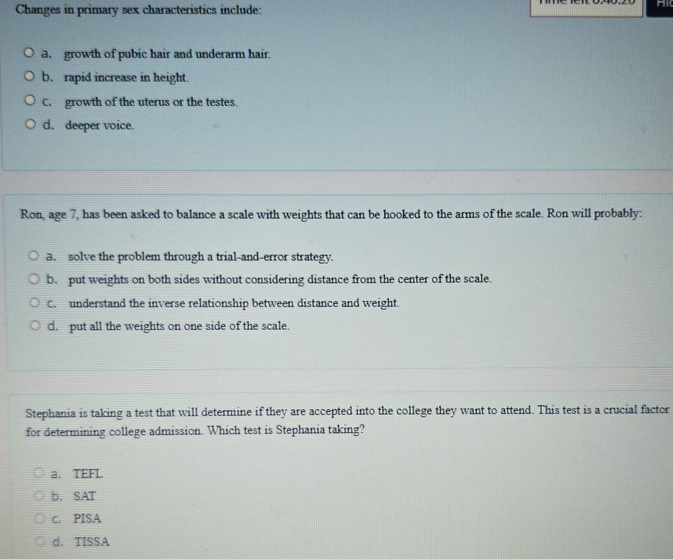 Changes in primary sex characteristics | StudyX
