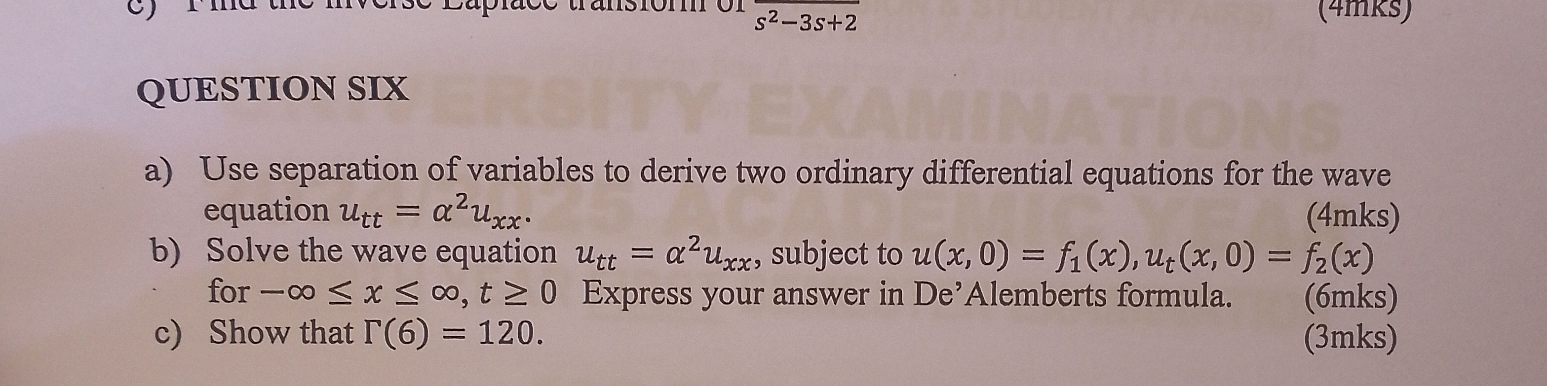 c) Find the inverse Laplace transform of \( | StudyX