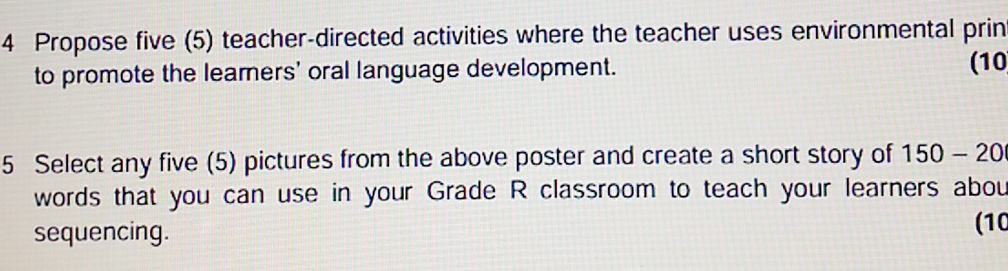 4 Propose five (5) teacher-directed | StudyX