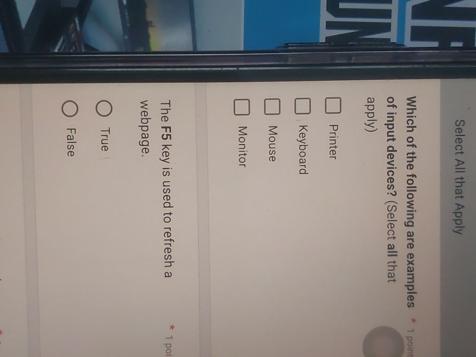 Which of the following are examples of input | StudyX