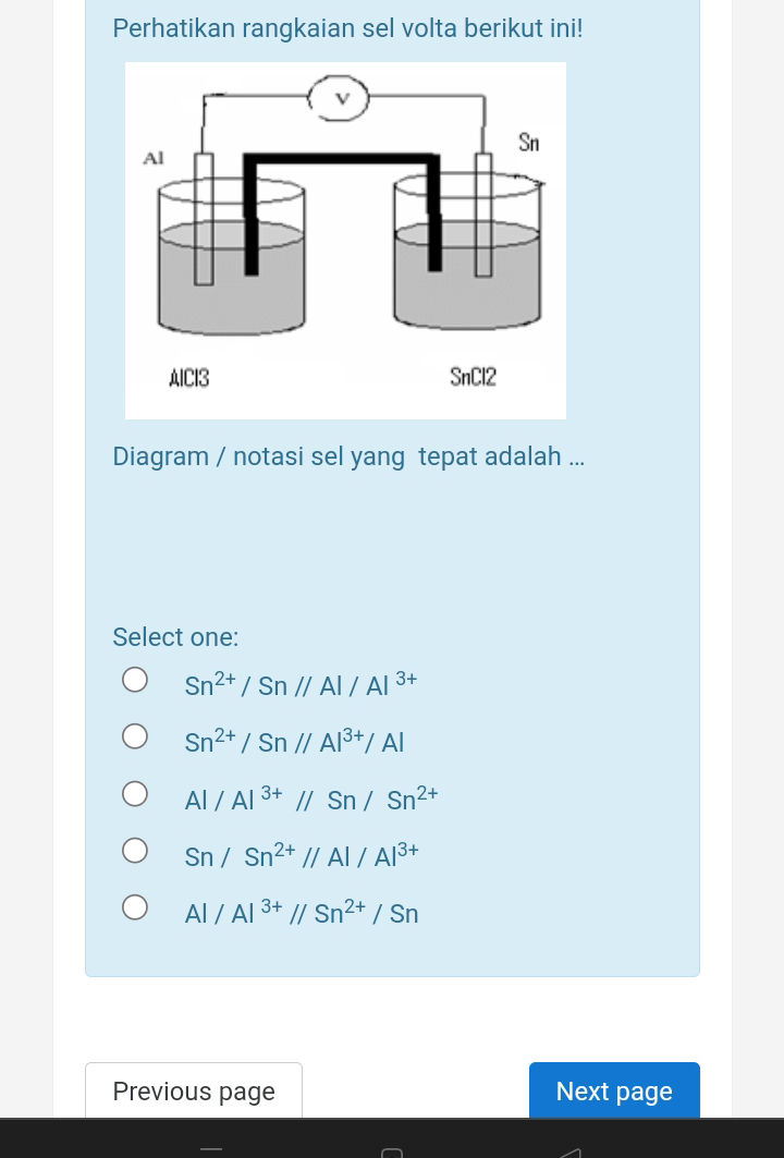 Perhatikan rangkaian sel volta berikut ini! | StudyX