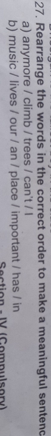 27. Rearrange the words in the correct order | StudyX