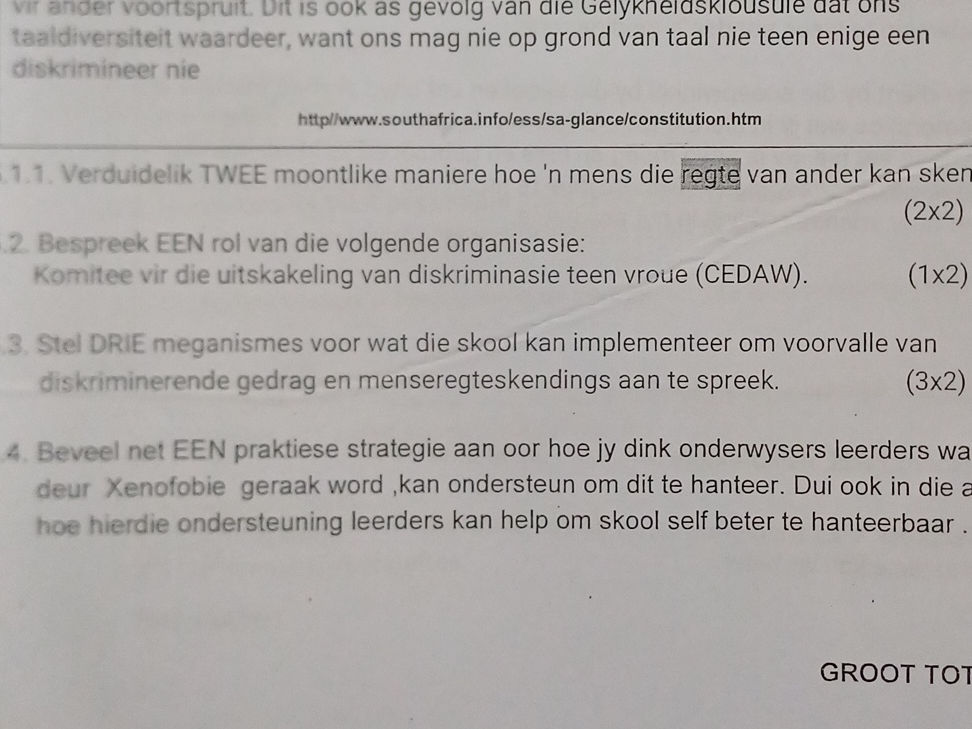 1.1. Verduidelik TWEE moontlike maniere hoe | StudyX