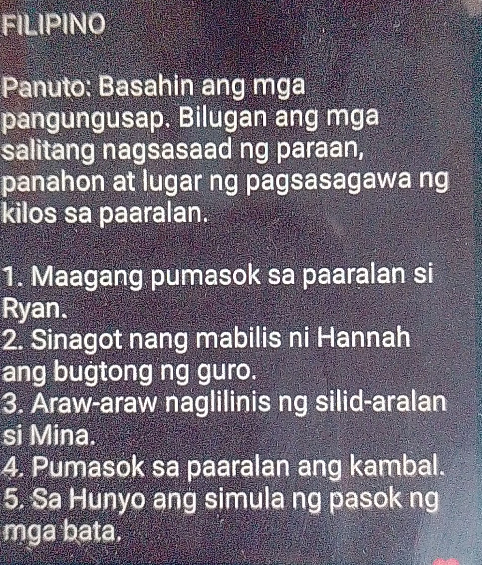 Panuto: Basahin ang mga pangungusap. Bilugan | StudyX