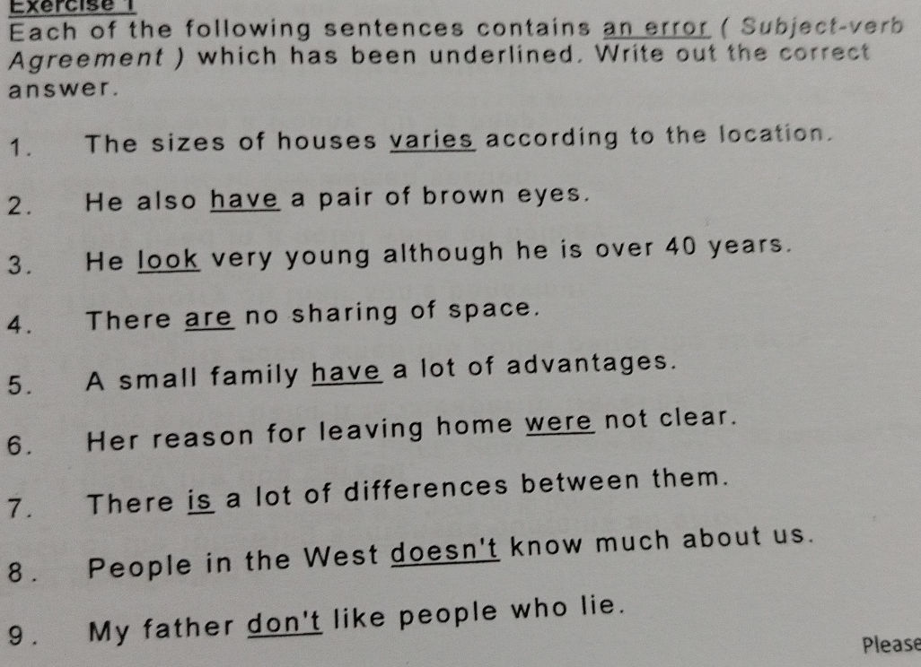 Exercise 1 Each of the following sentences | StudyX