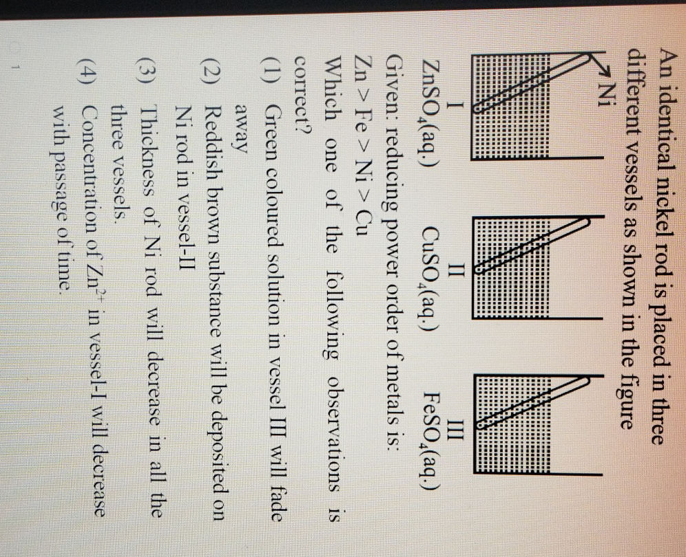 An identical nickel rod is placed in three | StudyX