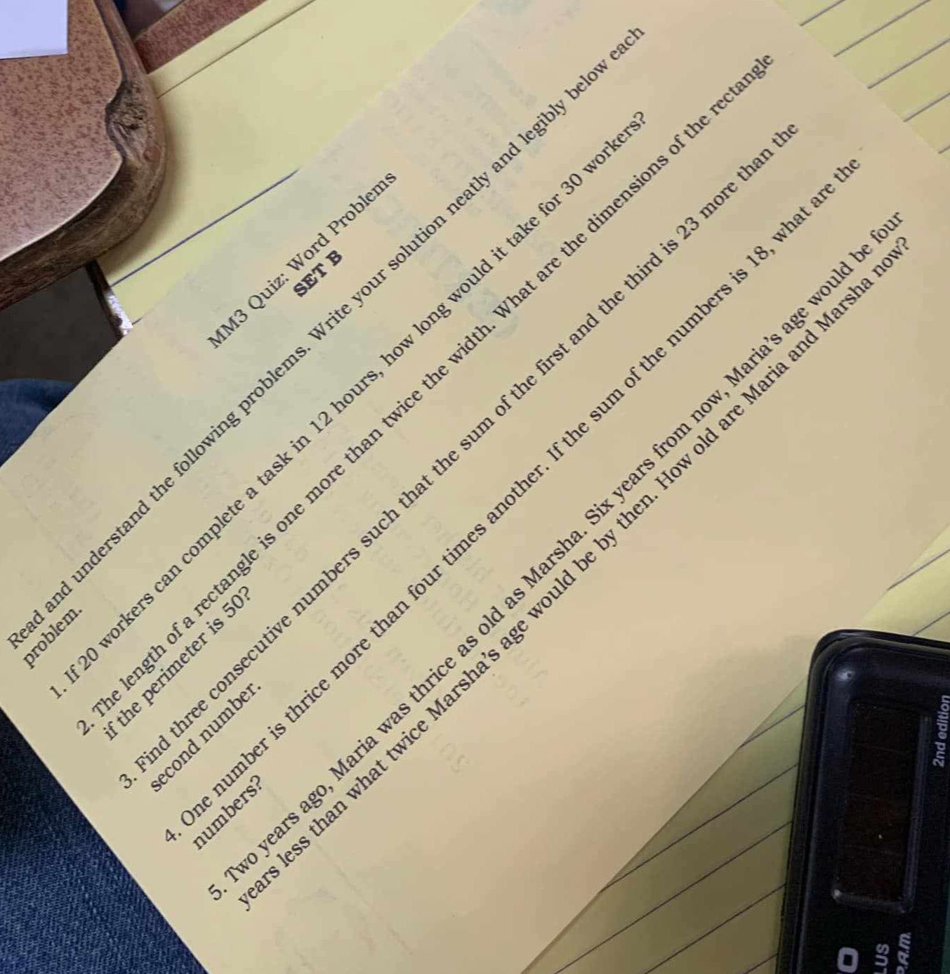 MM3 Quiz: Word Problems Read and understand | StudyX