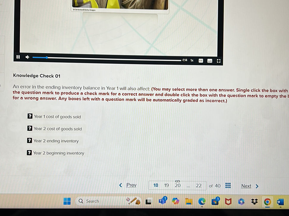 An error in the ending inventory balance in | StudyX