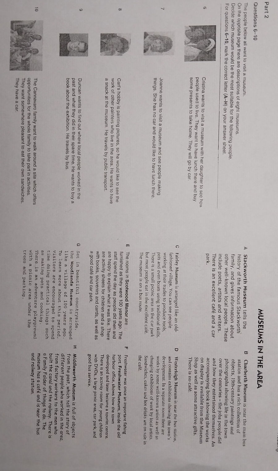 Part 2 Questions 6-10 The people below all | StudyX